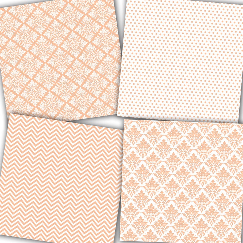 Peach Digital Paper: peach Patterns Pastel Peach - Etsy