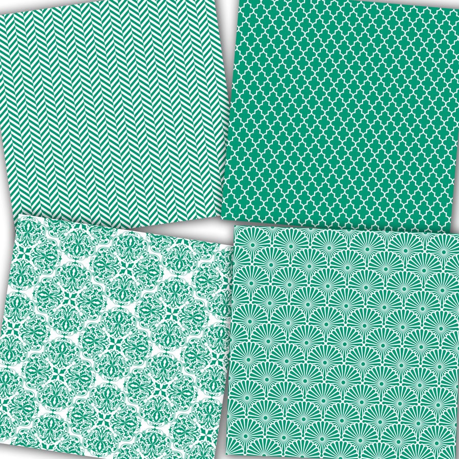 Emerald Digital Paper: emerald Patterns for - Etsy