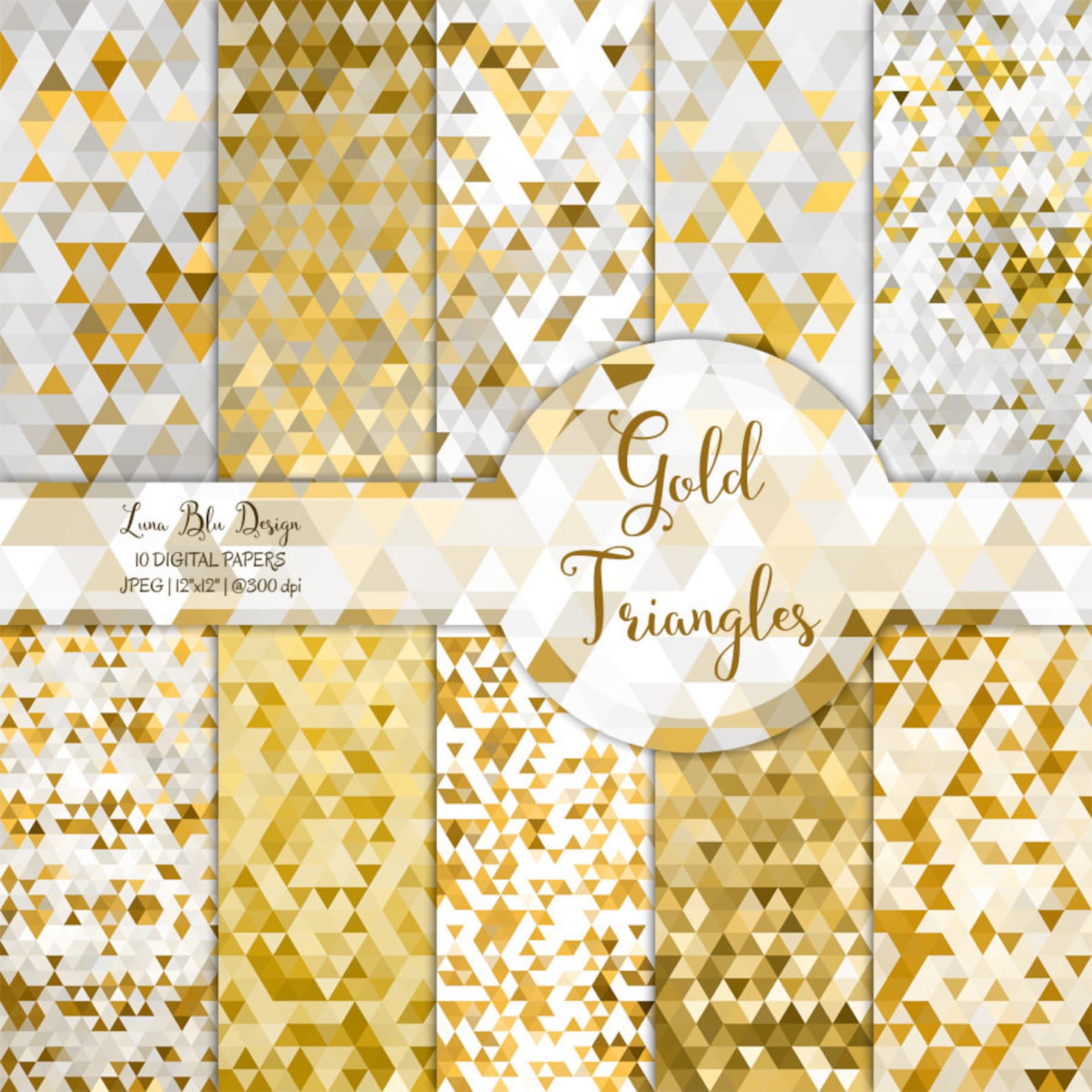 Triangle Digital Paper: golden Triangles Seamless - Etsy