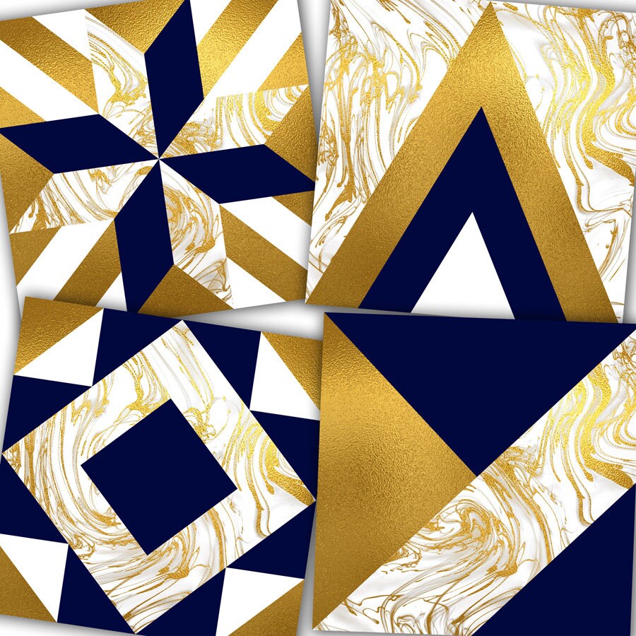 Navy and Gold Geometric Digital Paper: Navy and Gold Geo | Etsy