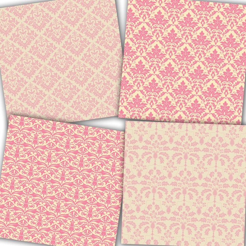 Damask Digital Paper: vintage Pink Damasks Vintage - Etsy
