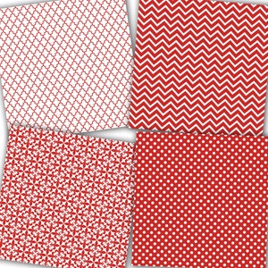 Red Digital Paper: "red Patterns " Christmas Red Scrapbook Papers, for ...