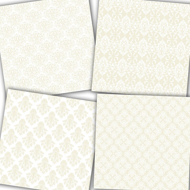 Ivory Digital Paper: ivory Damask Patterns Subtle - Etsy