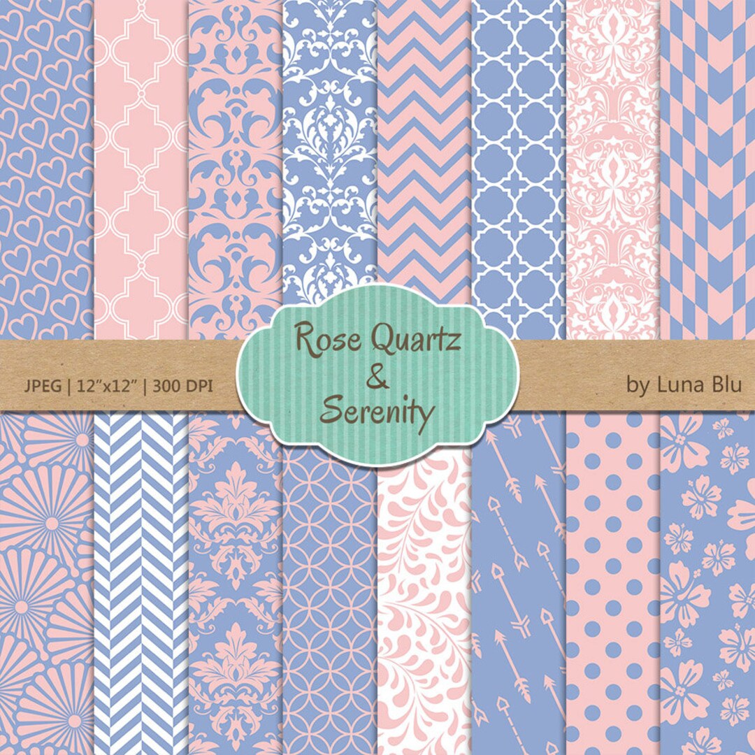 Rose Quartz and Serenity Digital Paper: Pink and Blue Digital Paper ...
