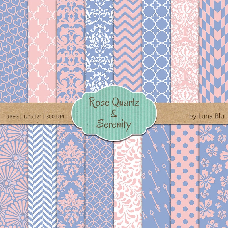 Rose Quartz and Serenity Digital Paper: Pink and Blue Digital | Etsy