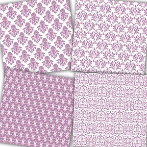 Mauve Digital Paper: "mauve Damask " Lilac, Lavender, Violet, Purple ...
