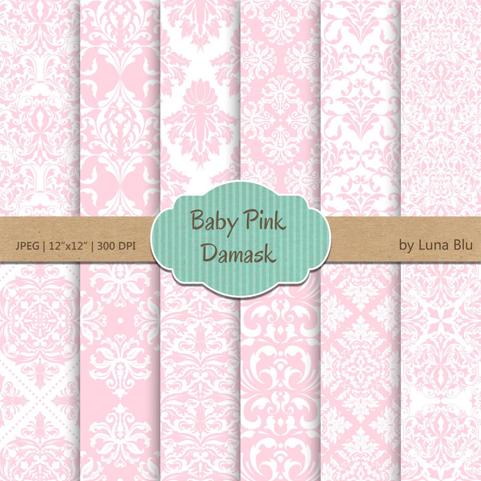 Baby Pink Digital Paper: baby Pink Damask Soft - Etsy