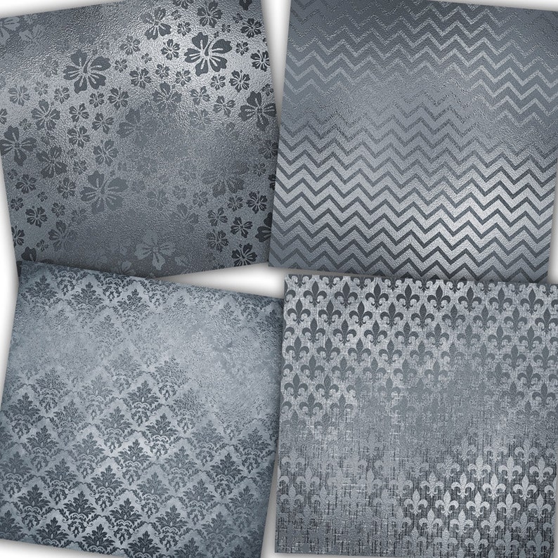 Silver Foil Digital Paper: Metallic Texture Backgrounds (JPG, 12x12) - Etsy