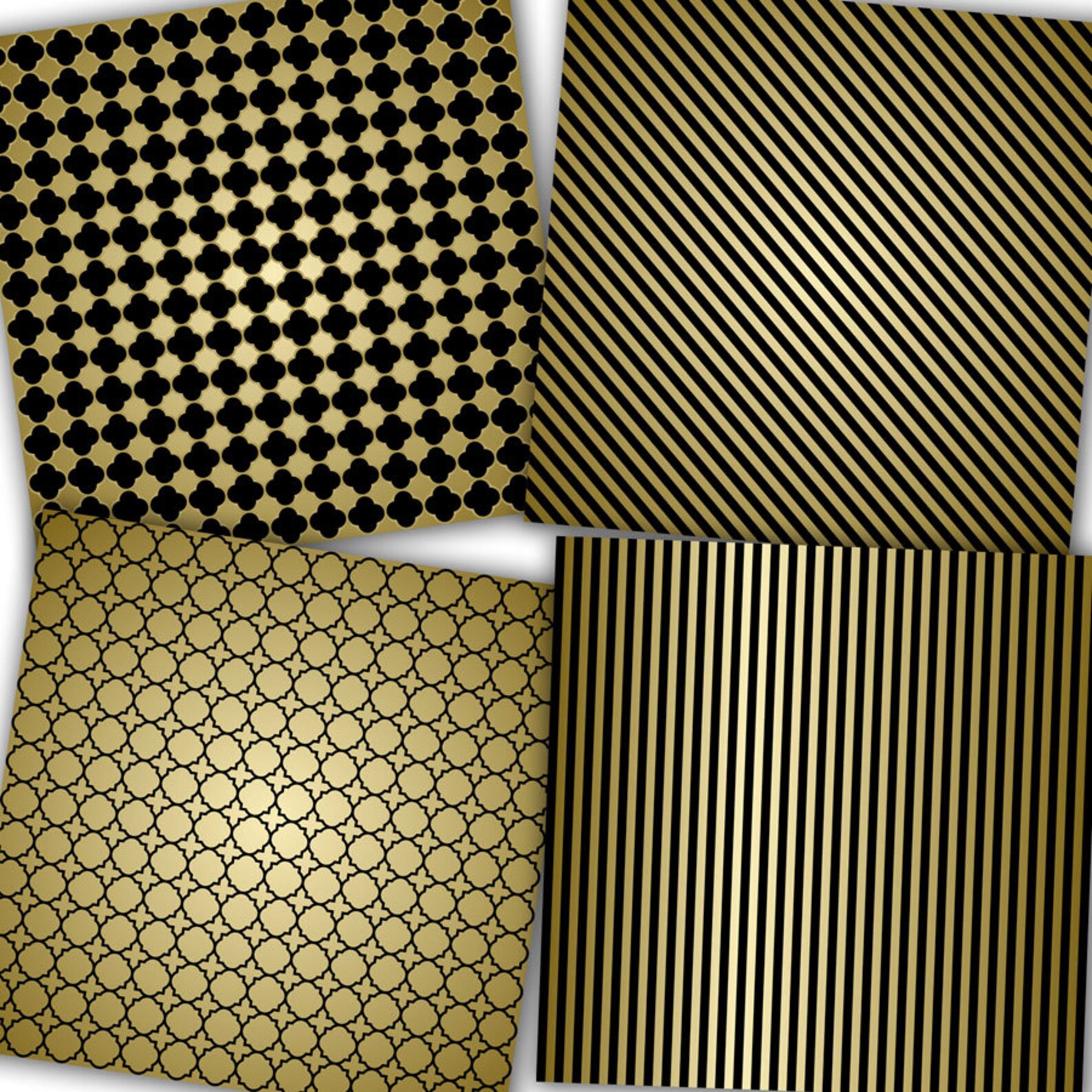Black and Gold Digital Paper: black and Gold Scrapbook Paper, Geometric ...