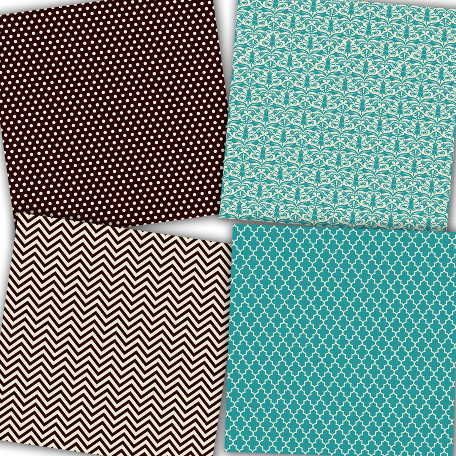 Teal and Brown Digital Paper: teal and Brown Patterns - Etsy