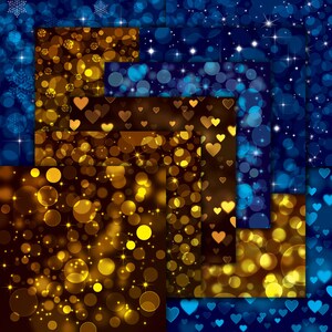 Gold and Blue Digital Paper: "gold and Blue Bokeh" Sparkles Digital ...