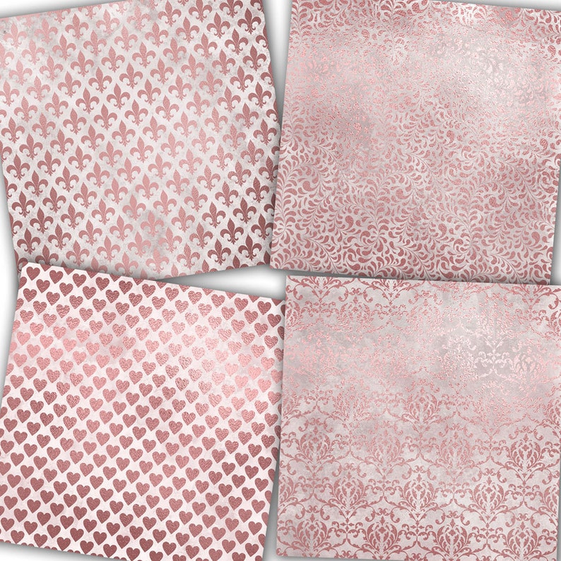 Pink Digital Paper: Pink Foil Patterns foil | Etsy