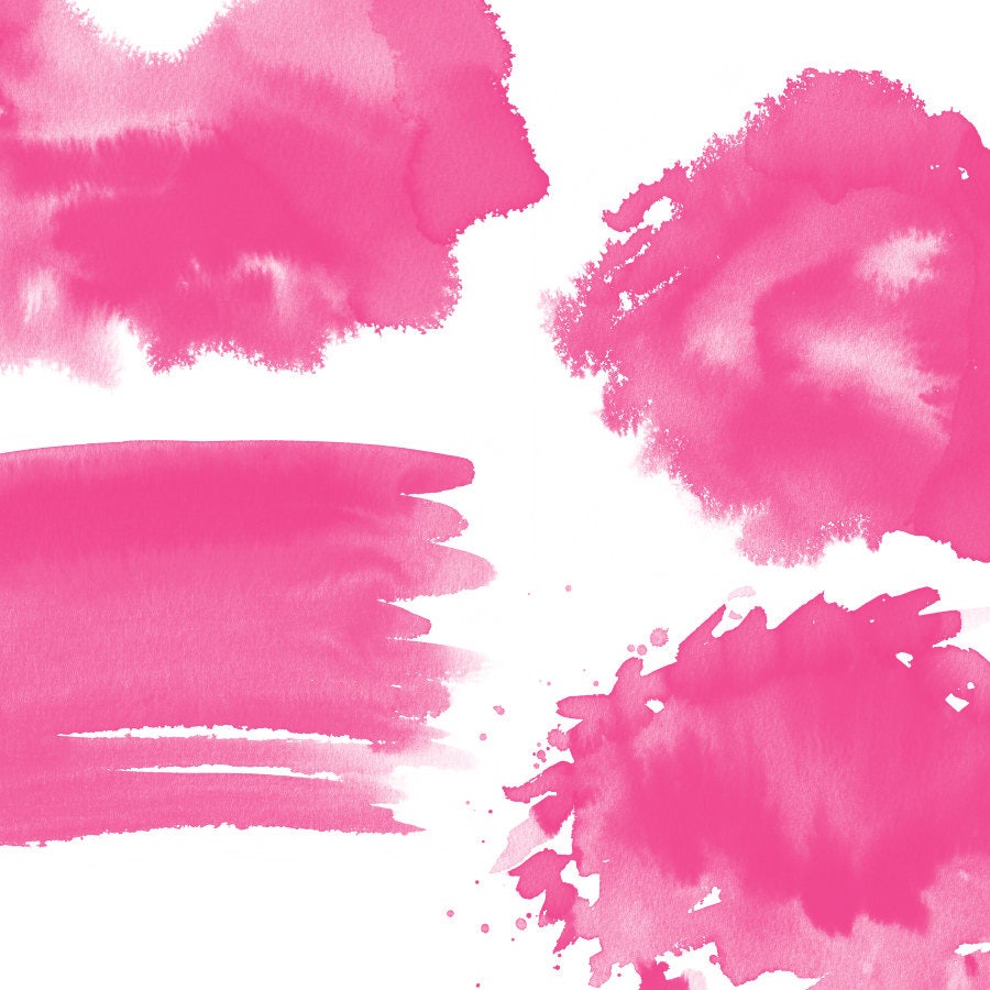 Watercolor splash clipart pink watercolor brush strokes pink | Etsy