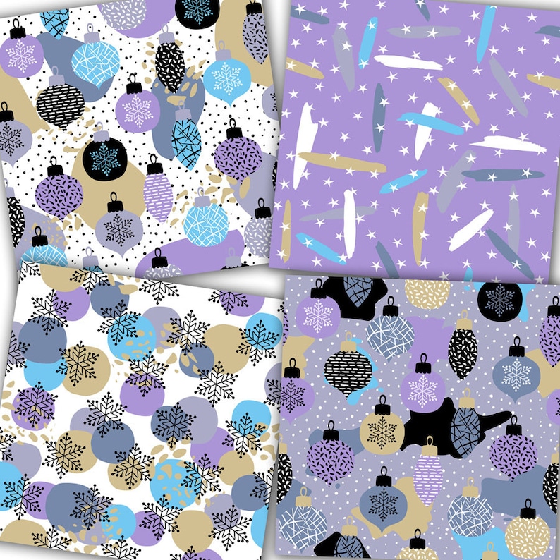 Abstract Christmas Digital Paper Purple Christmas | Etsy