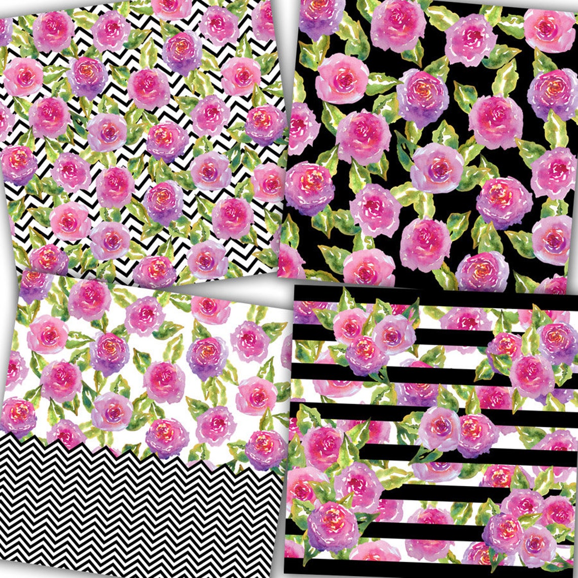 Watercolor Floral Digital Paper: watercolor Floral - Etsy