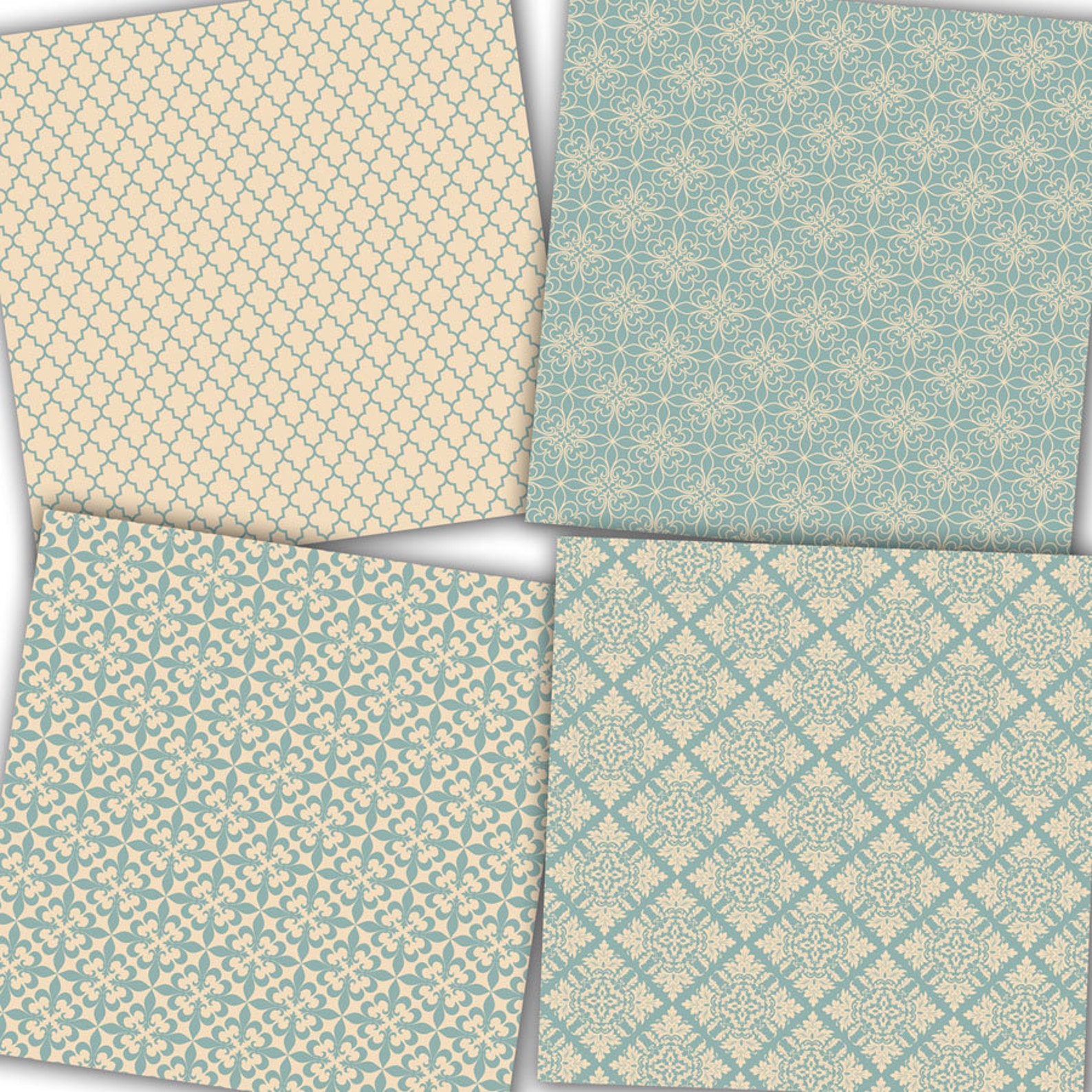 Vintage Blue Digital Paper: vintage Blue Patterns - Etsy