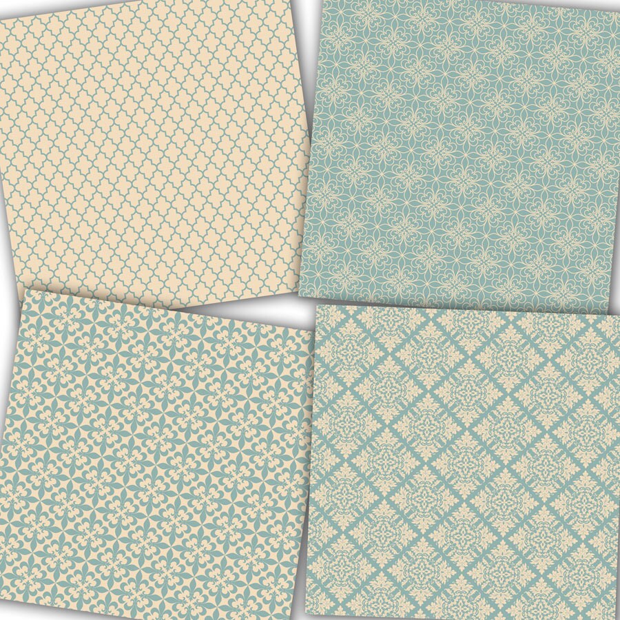 Vintage Blue Digital Paper: vintage Blue Patterns | Etsy