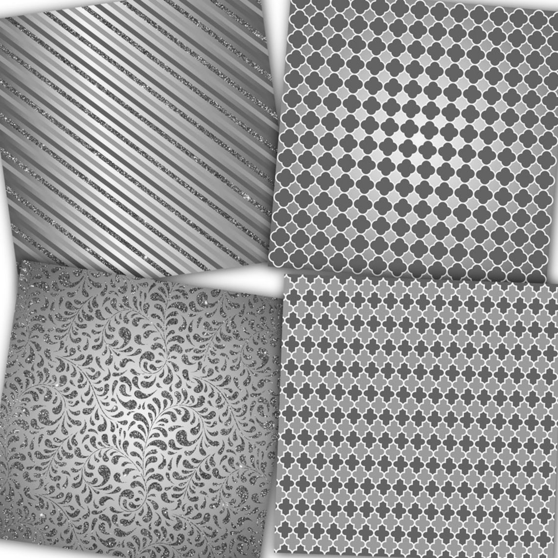 Silver Digital Paper: silver Patterns Grey Digital - Etsy