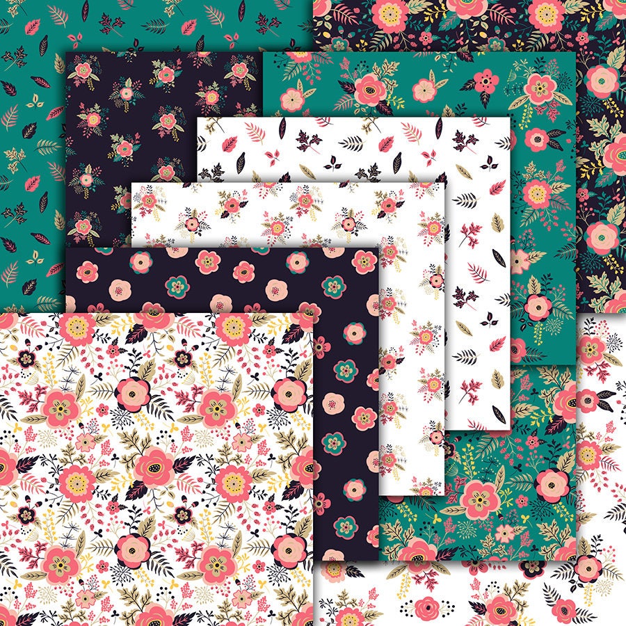 Digital Paper Floral Seamless Floral Digital Paper Spring - Etsy