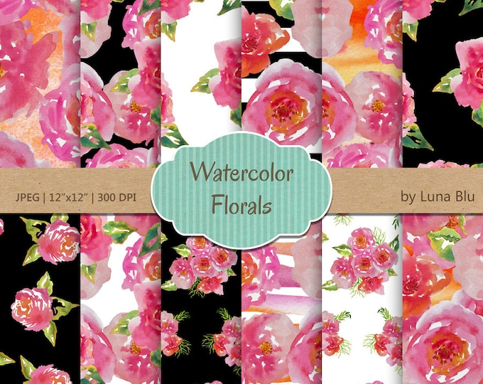 Watercolor Floral Digital Paper: watercolor - Etsy