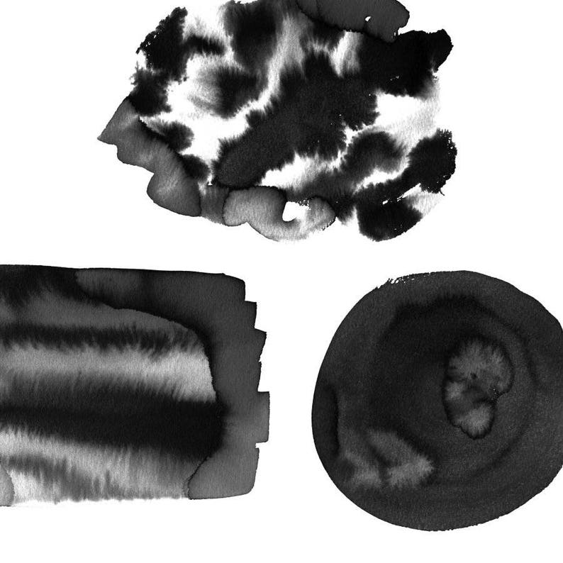 Black Watercolor Splash Clipart Watercolor Brush Strokes - Etsy