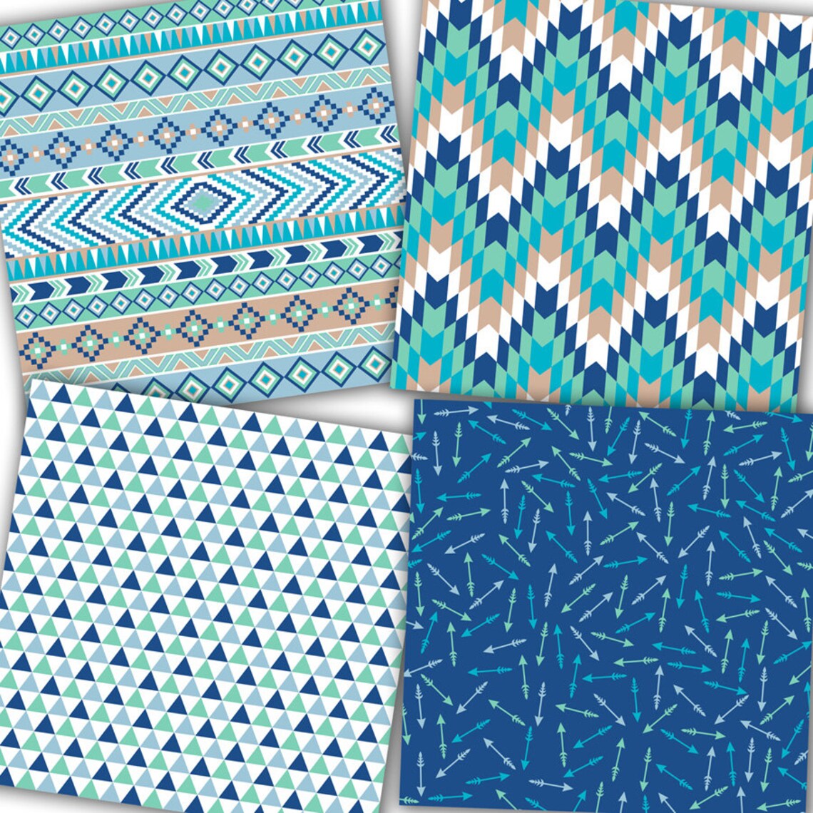 Tribal Digital Paper: Tribal Patterns in Pantone - Etsy