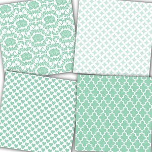 Mint Digital Paper: "mint Patterns" Mint Green Backgrounds, With ...