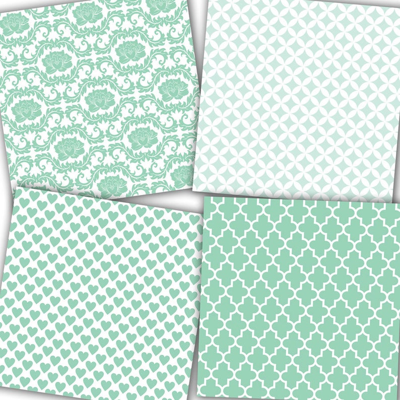 Mint Digital Paper: mint Patterns Mint Green | Etsy