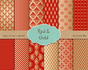 Red and Gold Paper | Etsy