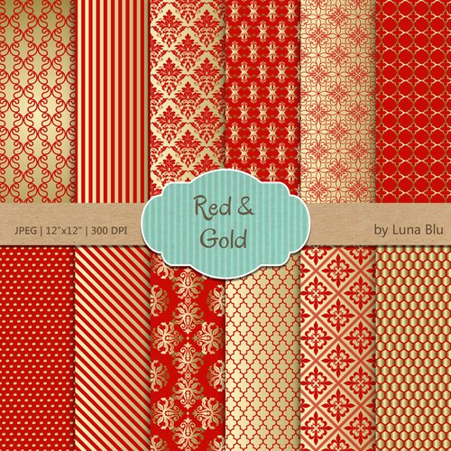 Red and Gold Digital Paper Background Scrapbooking Instant - Etsy
