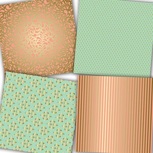 Coral Mint and Gold Digital Paper: "coral Mint and Gold Patterns ...