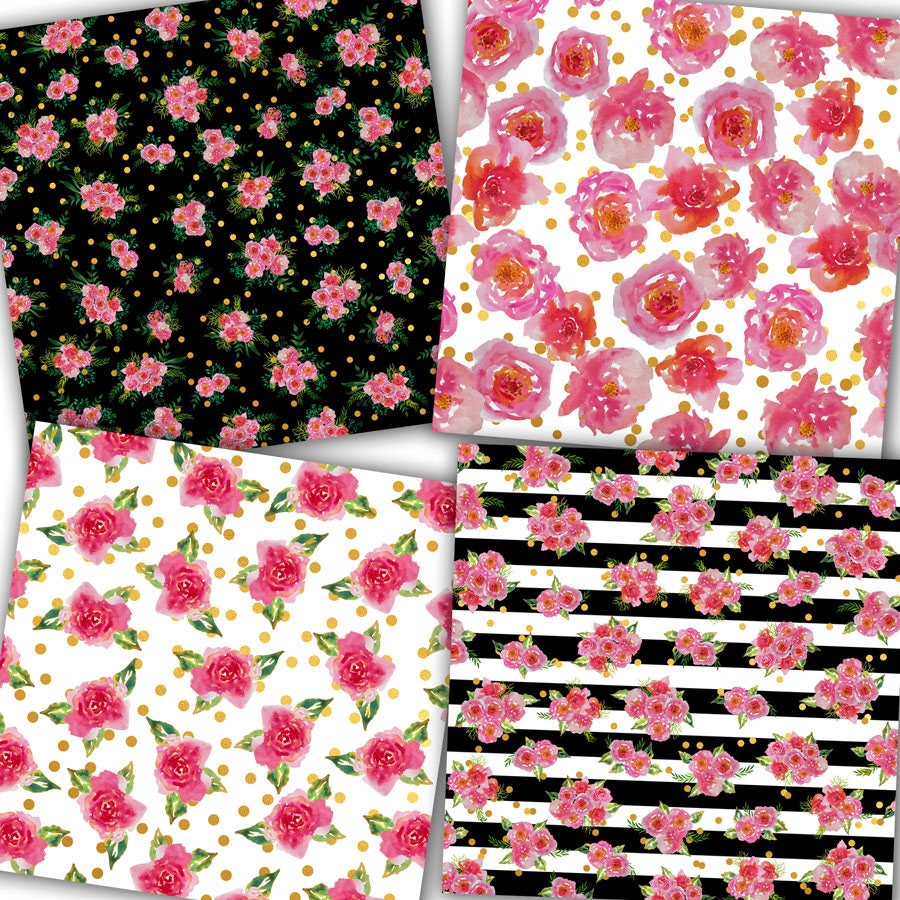 Watercolor Floral Digital Paper: watercolor - Etsy