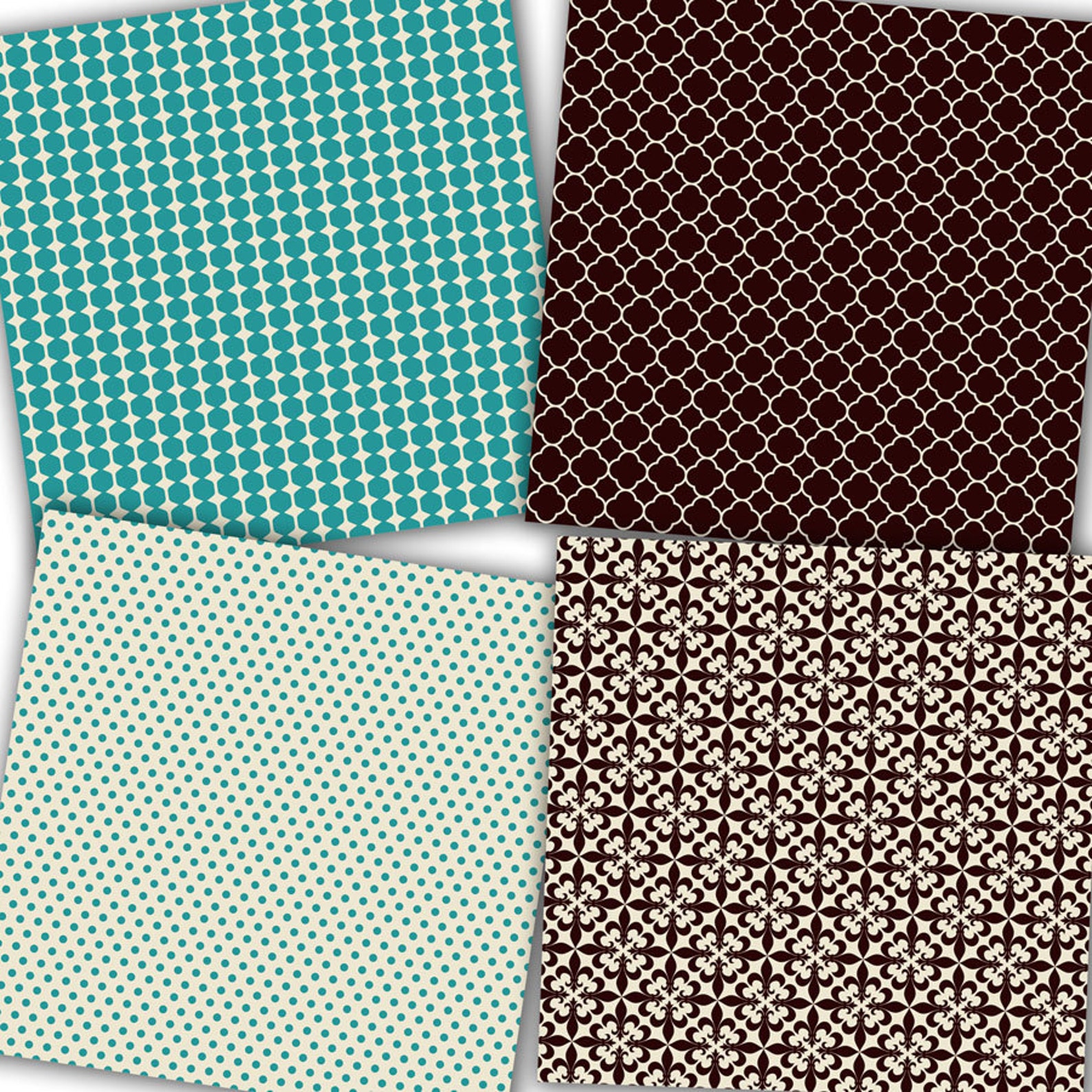 Teal and Brown Digital Paper: Teal and Brown Patterns | Etsy