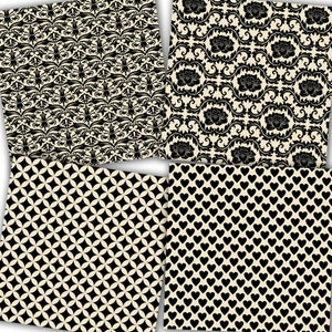 Black and Cream Digital Paper: "black and Cream" Patterns, Backgrounds ...