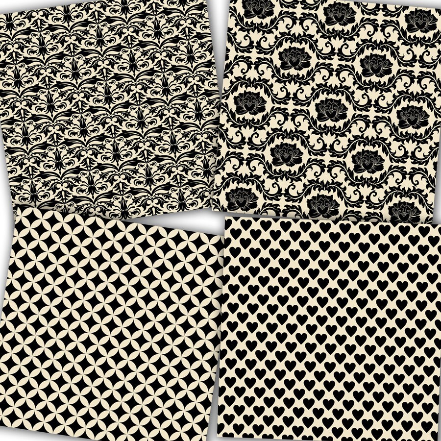 Black and Cream Digital Paper: black and Cream - Etsy