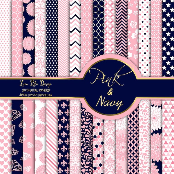 Pink and Navy - Etsy
