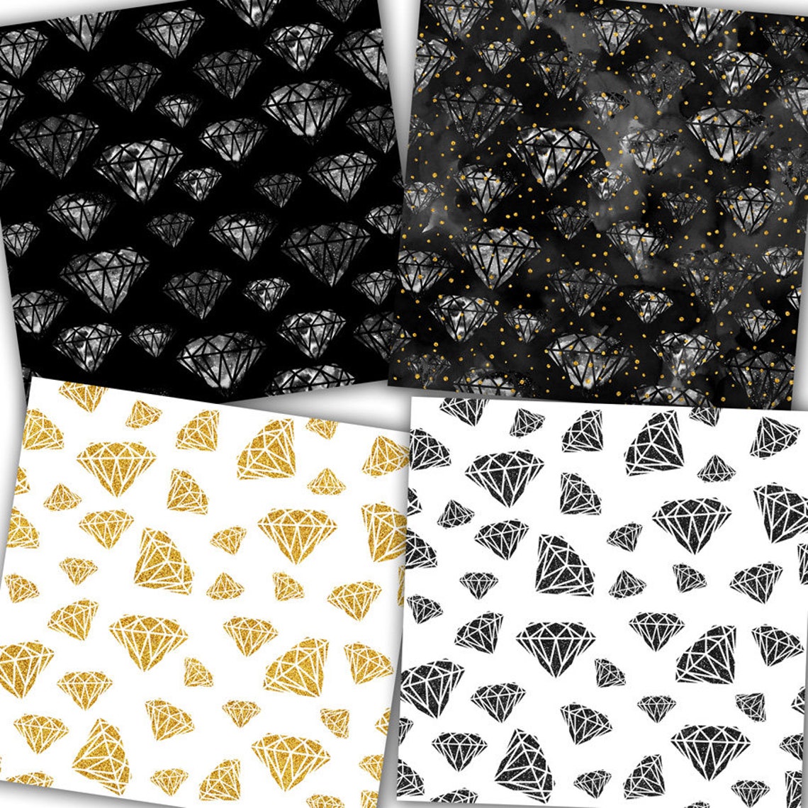 Diamond Digital Paper black Diamond Patterns - Etsy