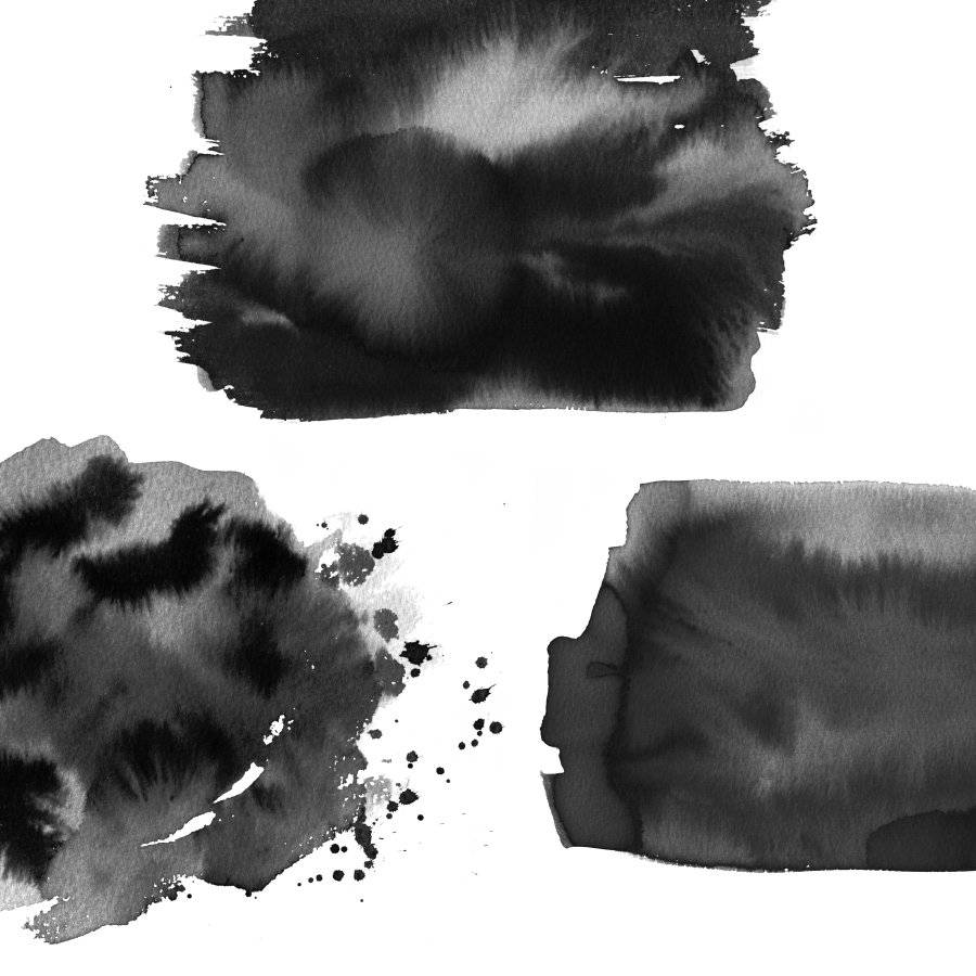 Black Watercolor Splash Clipart Watercolor Brush Strokes | Etsy