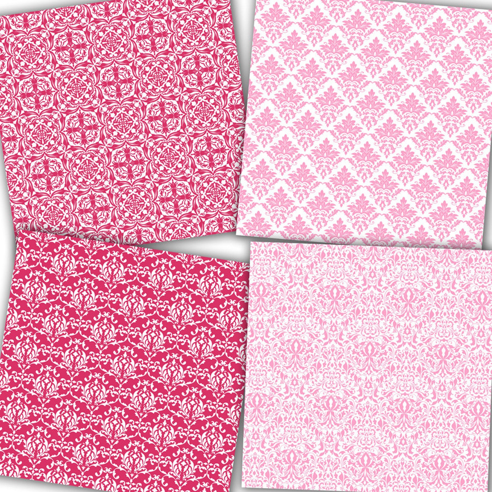Pink Damask Digital Paper: pink Damask Pink Digital Paper, for ...