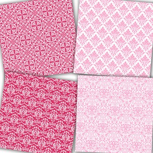 Pink Damask Digital Paper: "pink Damask" Pink Digital Paper, for ...