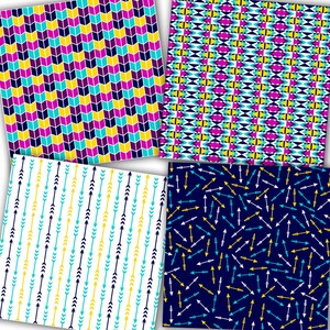 Arrows Digital Paper: "arrow Patterns" Tribal Digital Paper, Arrow ...