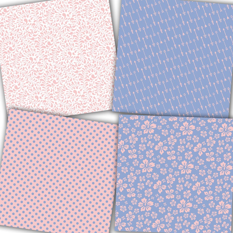 Rose Quartz and Serenity Digital Paper: Pink and Blue Digital | Etsy