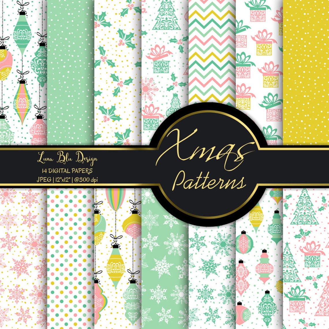 Digital Scrapbooking Paper Christmas Digital Papers Holiday - Etsy
