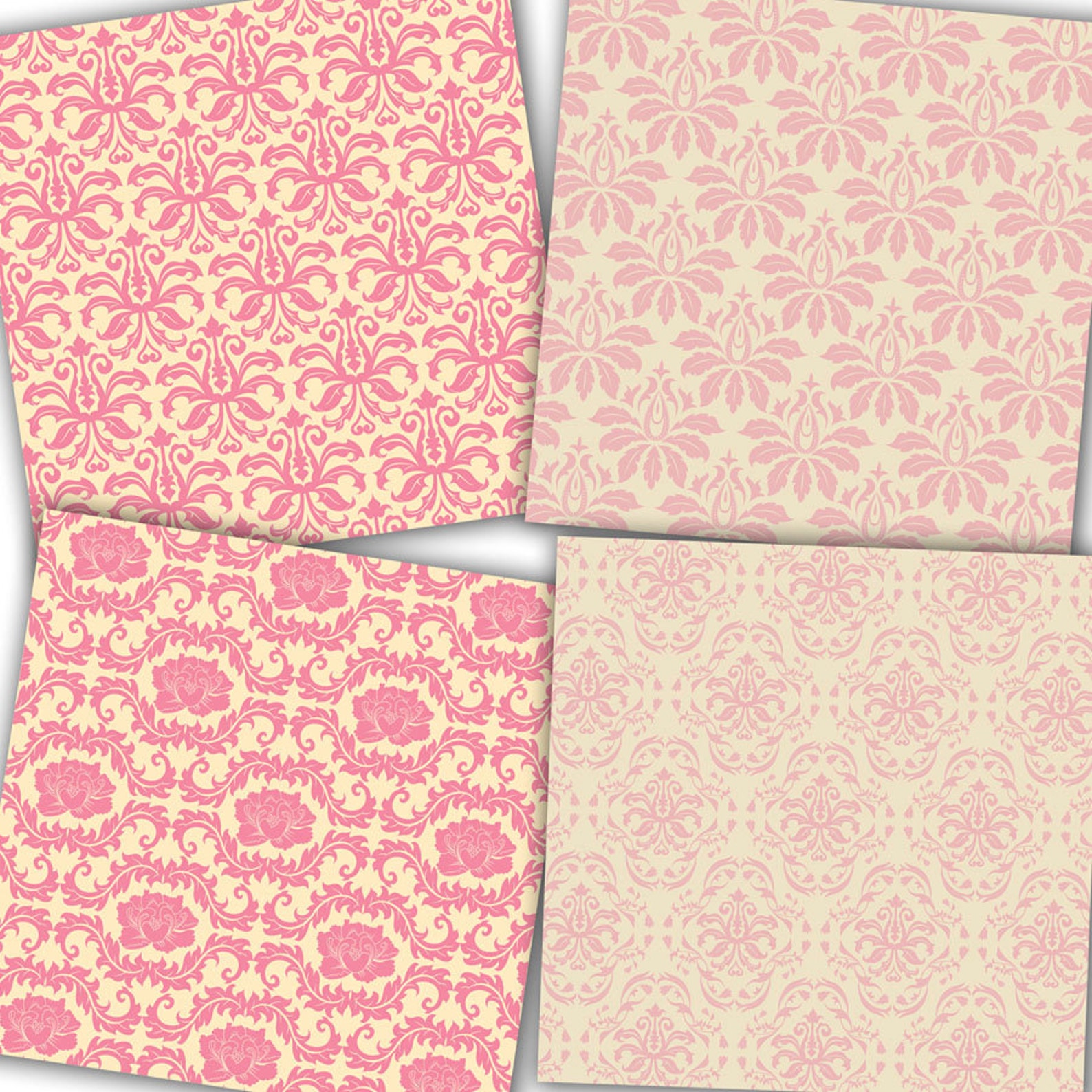 Damask Digital Paper: vintage Pink Damasks Vintage - Etsy