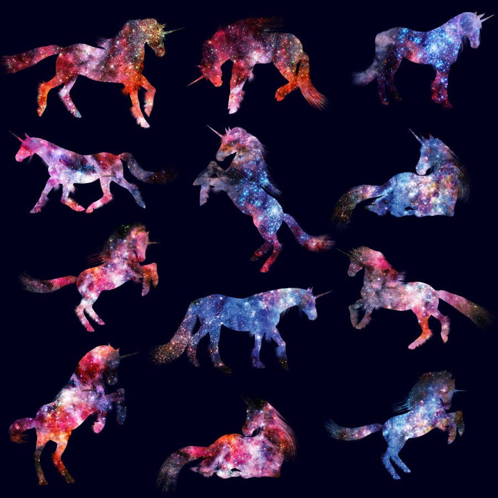 Unicorn Clipart: cosmic Unicorns Galaxy Unicorn - Etsy