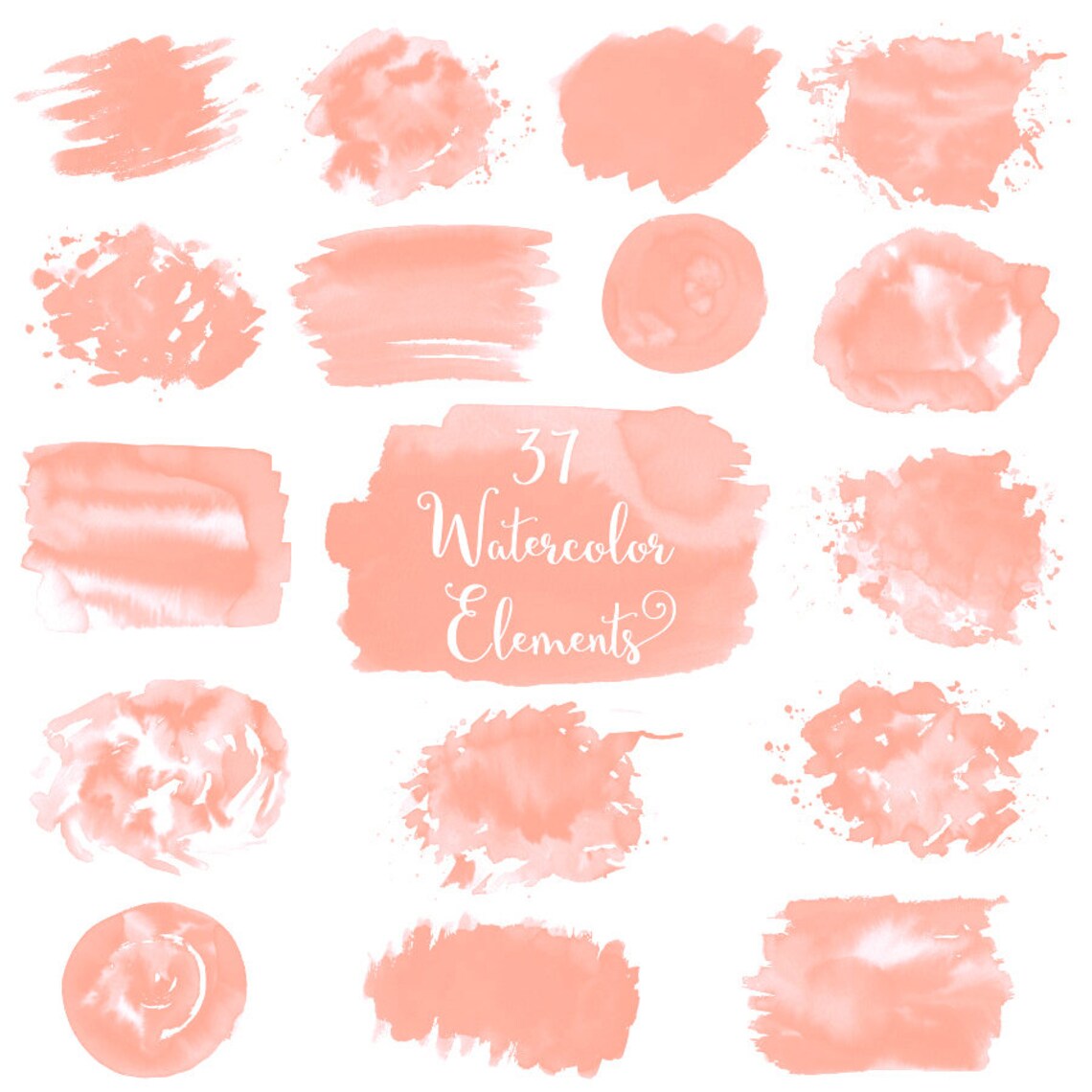 Watercolor Splash Clipart Coral Watercolor Brush Strokes | Etsy