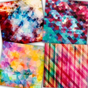 Triangle Digital Paper: "grunge Triangles" Colored Grunge Digital Paper ...