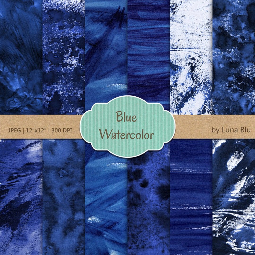 Blue Watercolor Digital Paper: Grunge Textures (12x12in, JPG) - Etsy