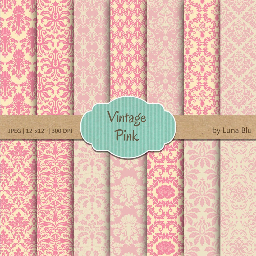Damask Digital Paper: "vintage Pink Damasks" Vintage Pink Scrapbook ...