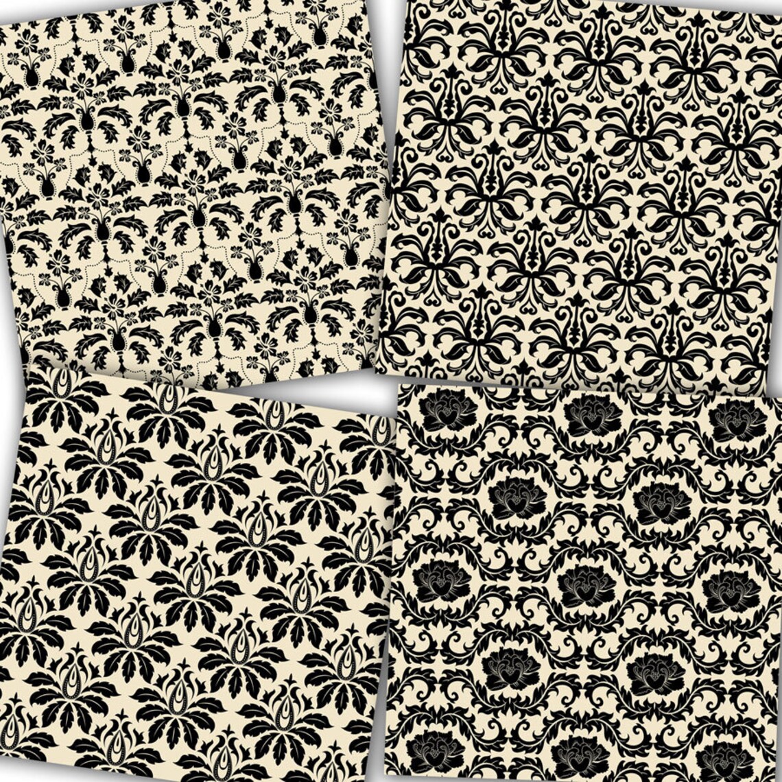 Black and Cream Digital Paper: black and Cream - Etsy